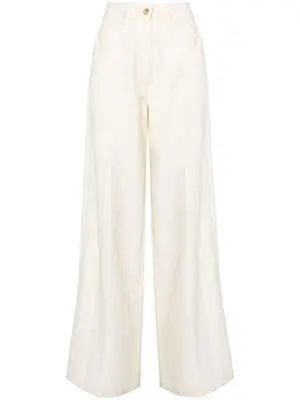 FORTE_FORTE Viscose And Cotton Twill Trousers - White