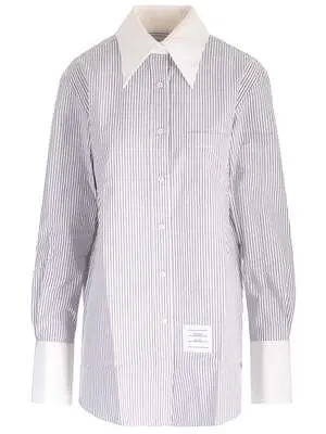 Thom Browne Seersucker Long Shirt - Gray