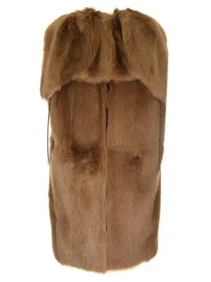 Max Mara Oversized Shearling Vest With Detachable Collar