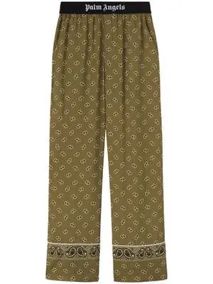 Palm Angels Straight Paisley Print Pants - Green