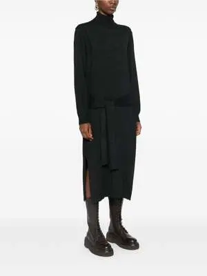LEMAIRE Charcoal Wool Blend Knit Dress With Belt