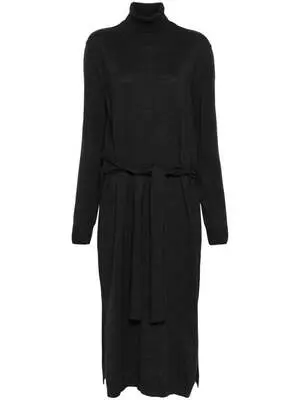 LEMAIRE Charcoal Wool Blend Knit Dress With Belt