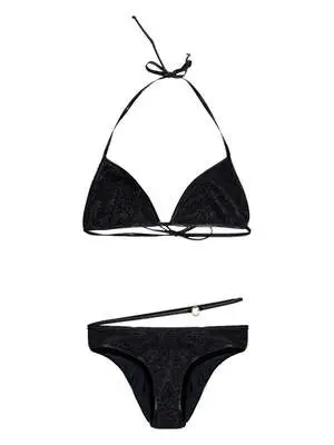 Oseree Metallic Triangle Two-piece Swimsuit - Black