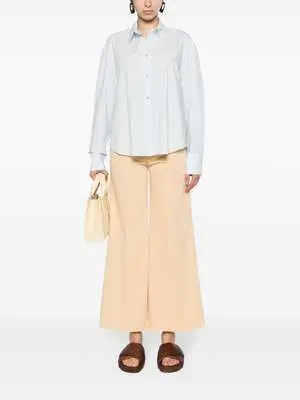 FORTE_FORTE Wide Leg Cropped Trousers In Cotton Gabardine