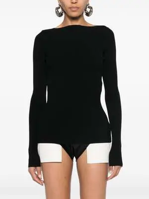 Rick Owens Ribbed Boat Neck Knit Top