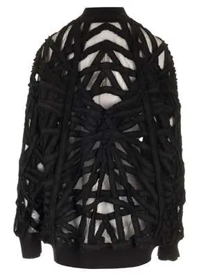 Rick Owens Cropped Jacket In Denim And Tulle