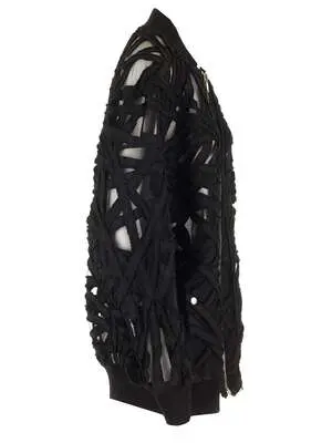 Rick Owens Cropped Jacket In Denim And Tulle