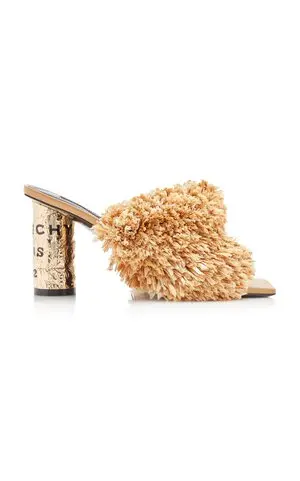 Givenchy Heel Fringed Raffia 65mm Mules - Neutral