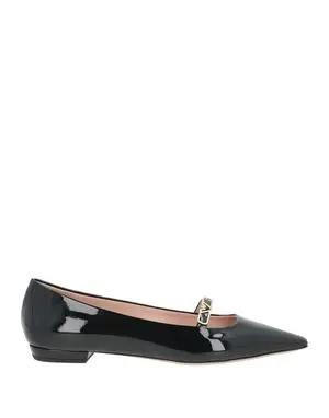 Emporio Armani Patent Leather Mary Jane Flats - Black