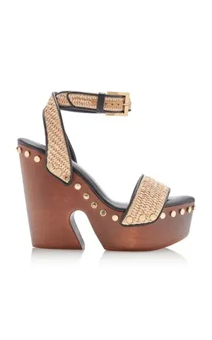 Givenchy Platform Fringed Raffia 95mm Wedges - Neutral