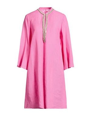 120% Lino Mini Dress Size Linen - Magenta
