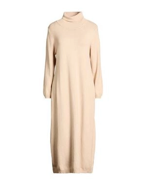 HAVEONE Knitted Midi Dress With Turtleneck - Beige