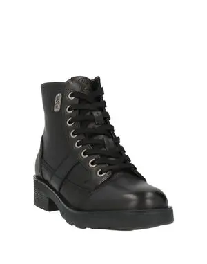 O.X.S. Leather Lace-up Ankle Boots With Block Heel