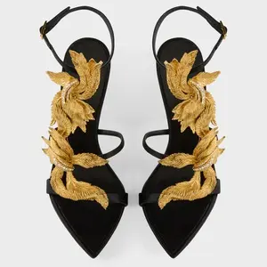 GIUSEPPE ZANOTTI Incanto 105 Satin Sandals With Foliage Jewel