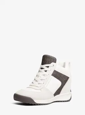 Michael Kors Nikko S2 Suede And Leather Wedge Trainer - Brown