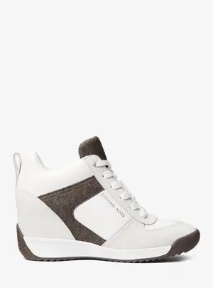 Michael Kors Nikko S2 Suede And Leather Wedge Trainer - Brown