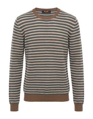 MOORER Striped Cotton Crewneck Sweater