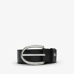 Burberry Leather Belt With Oval Buckle - Black