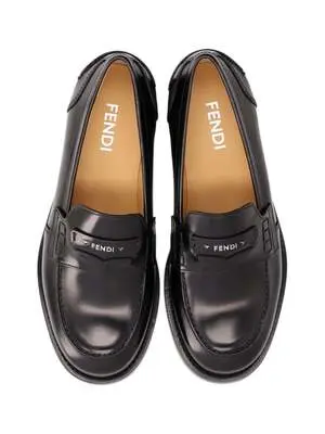 Fendi Ateneo Loafer In Brushed Calfskin - Black