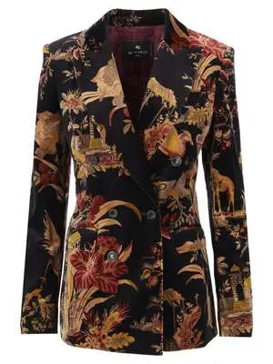 Etro Double-breasted Jacket With Peak Lapels And Pegaso Buttons - Multicolor