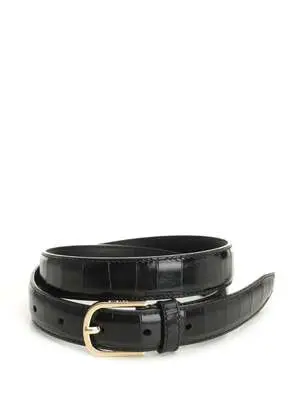 TOTEME Slim Croc-embossed Leather Belt - Black