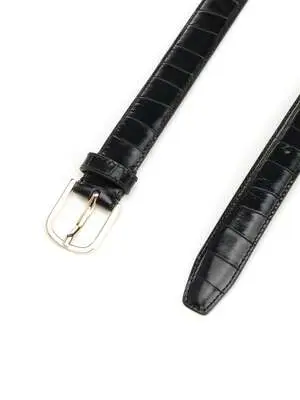 TOTEME Slim Croc-embossed Leather Belt - Black