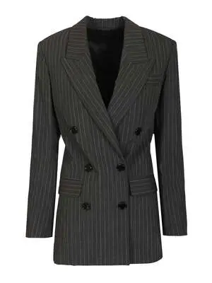 Isabel Marant Étoile Double-breasted Pinstriped Blazer - Gray