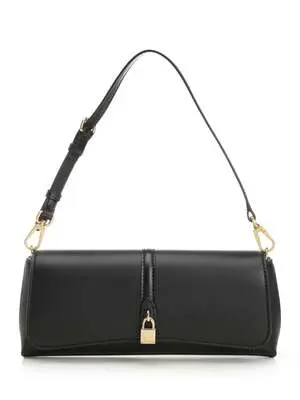 Stella McCartney Ryder Clutch Bag With Logo-engraved Brass Lock - Black