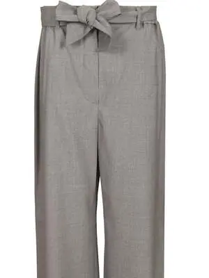 Max Mara Wide Leg Wool Trousers With Tie Belt