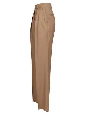 Max Mara Wool Twill Pleated Trousers