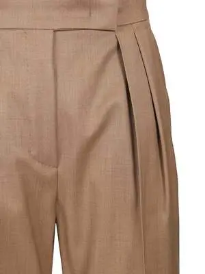 Max Mara Wool Twill Pleated Trousers