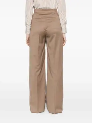 Max Mara Wool Twill Pleated Trousers