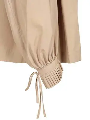 Dries Van Noten Cotton Poplin Blouse With Ruffles And Drawstring Detail - Cream