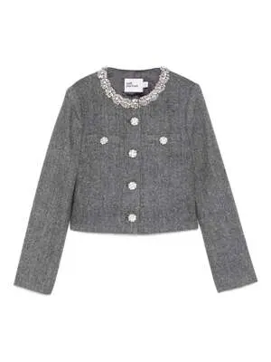 SELF-PORTRAIT Herringbone Jacket With Crystal Trim