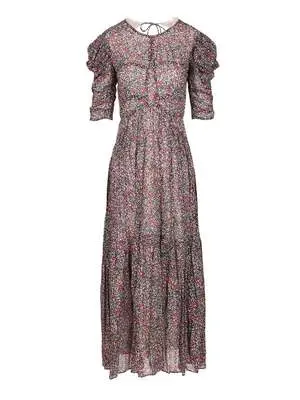 Isabel Marant Étoile Floral Print Gathered Sleeve Cotton Maxi Dress - Purple