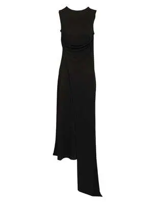 AMI Paris Long Dress In Jersey Crepe - Black