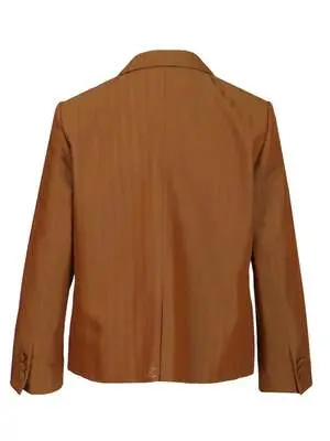 Dries Van Noten Short Striped Wool Twill Blazer - Brown
