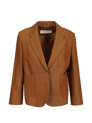 Dries Van Noten Short Striped Wool Twill Blazer - Brown