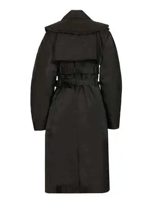 GANNI Duchesse Nylon Trench Coat - Black
