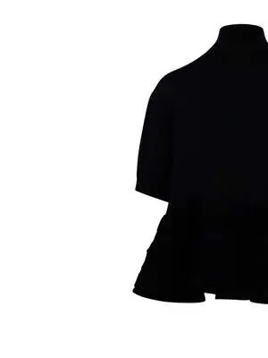 Alaïa Cryoline Wool Peplum Top With High Neck And Ruffled Hem - Black