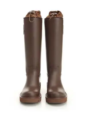 Moncler Kickstream High Rain Boots - Brown
