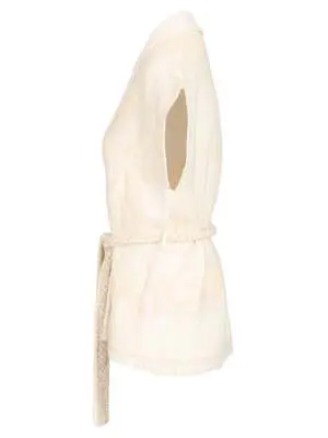 FORTE_FORTE Iris Velvet" Sleeveless Vest - White