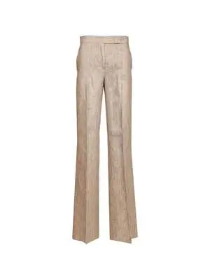 Max Mara Chevron Linen Batavia Trousers - Cream