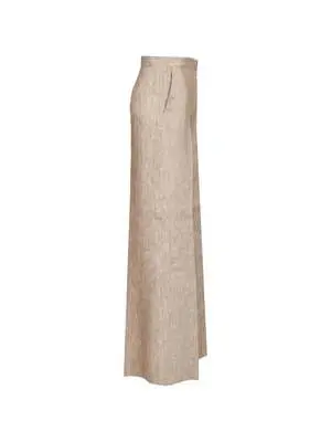 Max Mara Chevron Linen Batavia Trousers - Cream