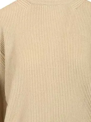 Rick Owens Ribbed Wool Sweater With Back Opening - Cream