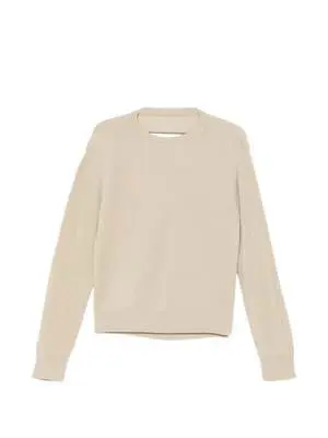 Rick Owens Ribbed Wool Sweater With Back Opening - Cream