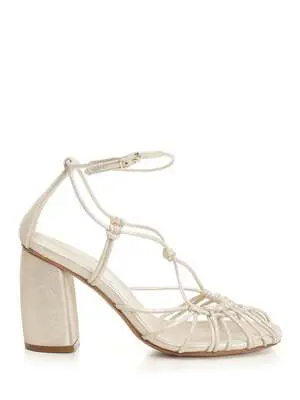 FORTE_FORTE Laminated Leather High-heeled Sandals With Braiding - Multicolor