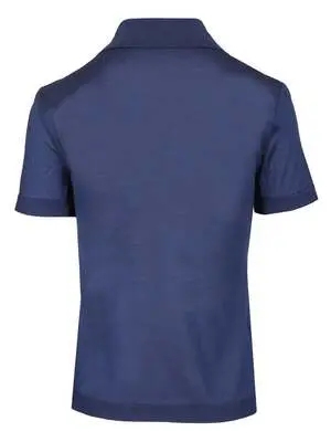 Max Mara Silk Jersey Polo Shirt - Blue