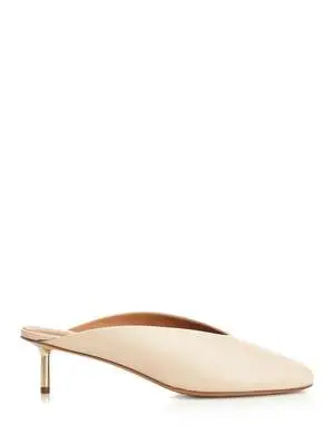 FORTE_FORTE Laminated Leather Clogs With Metal Heel - Cream