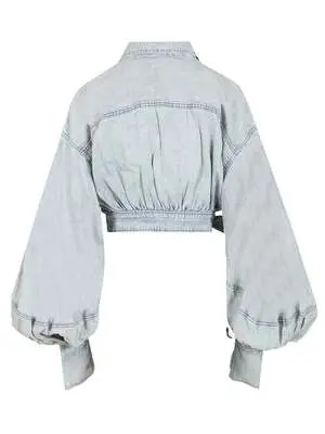 Zimmermann Rebellion Cropped Denim Wrap Top - Blue